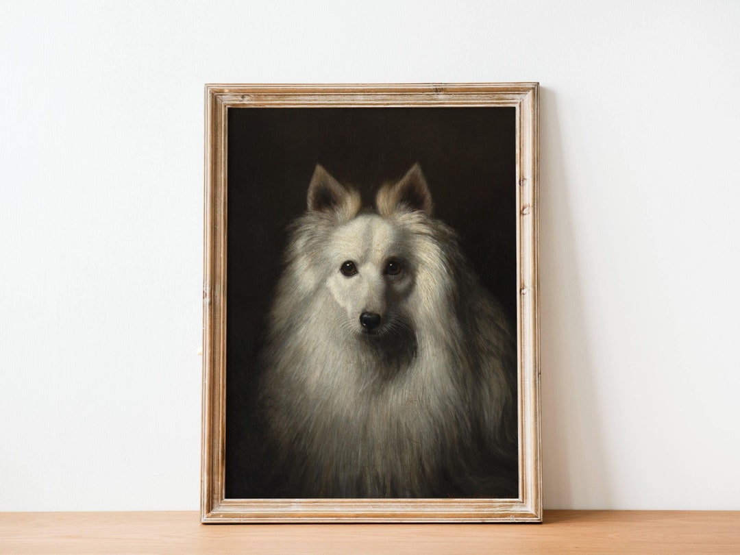 Antique Dog Print - Vintage Animal Oil Painting, Pet Dog Portrait ...