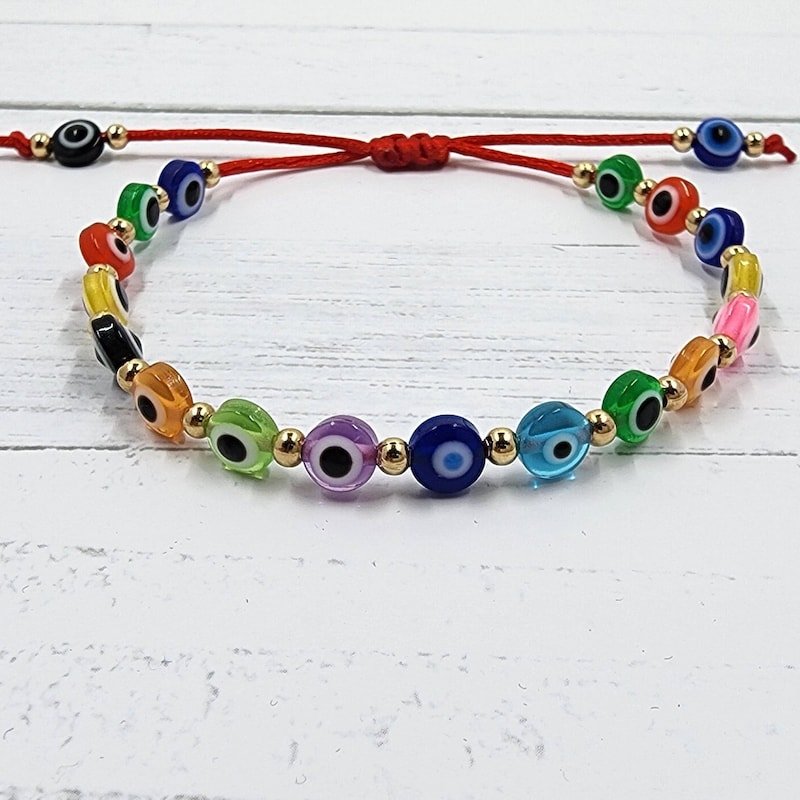 Multicolor evil eye bracelet - Etsy.de