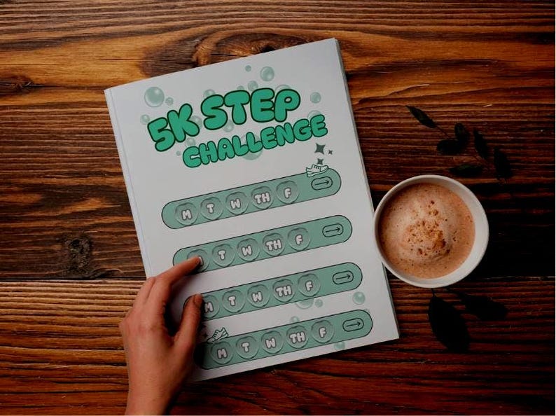 30 Day Walking Challenge Printable | Mint 5K Step Tracker PDF | Daily ...