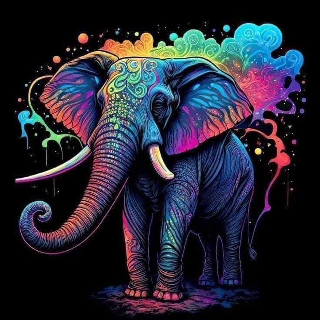 Colorful Elephant Full Color DTF Print - Etsy