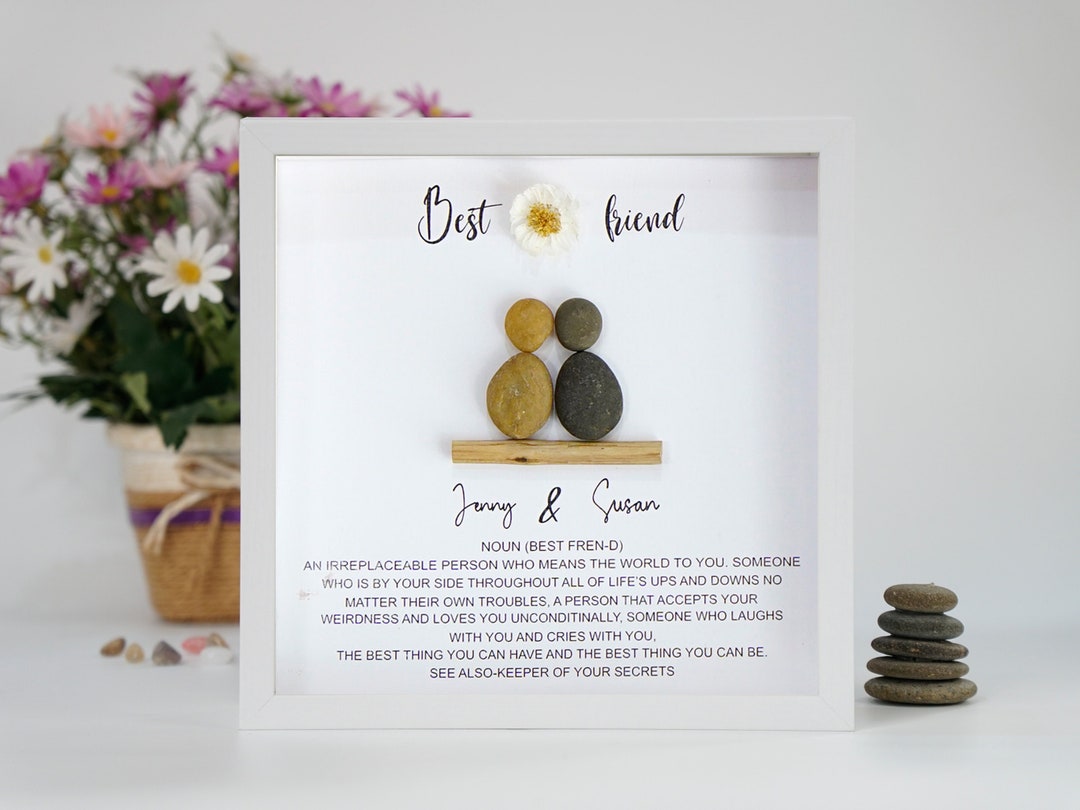 Personalized Best Friend Quote Frame, Pebble Art Friend, Long Distance ...