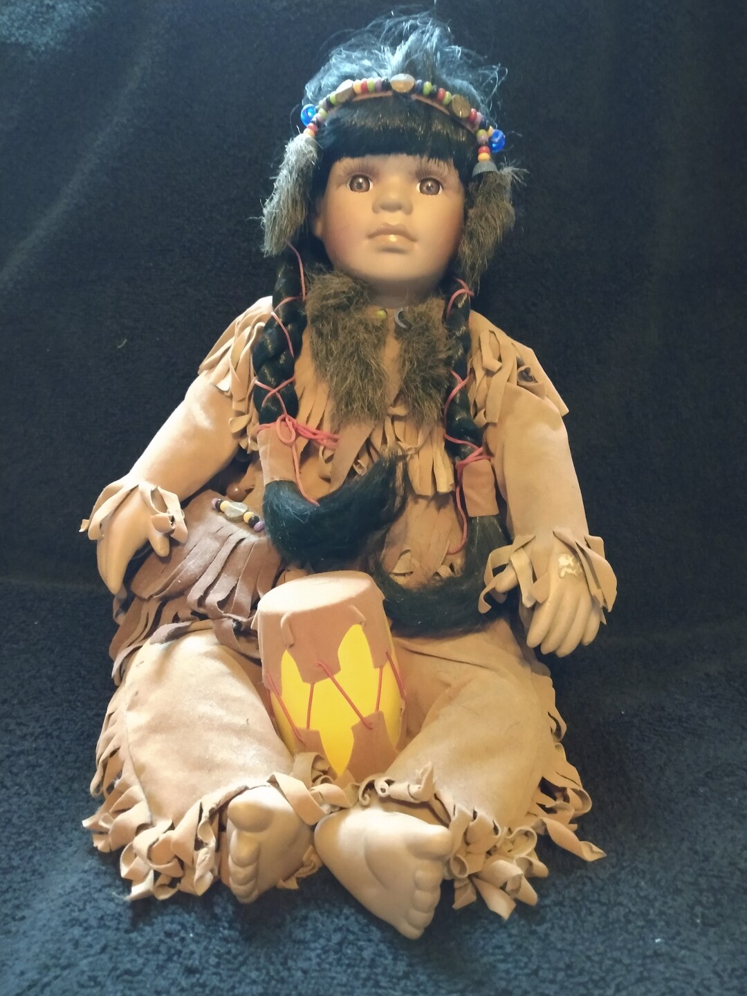 Vintage Indiana Doll Sitting With A Drum - Etsy