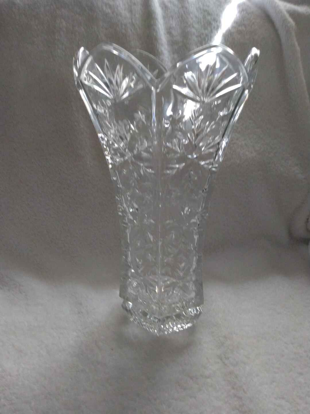 Vintage Crystal Snowflake Pattern Vase - Etsy