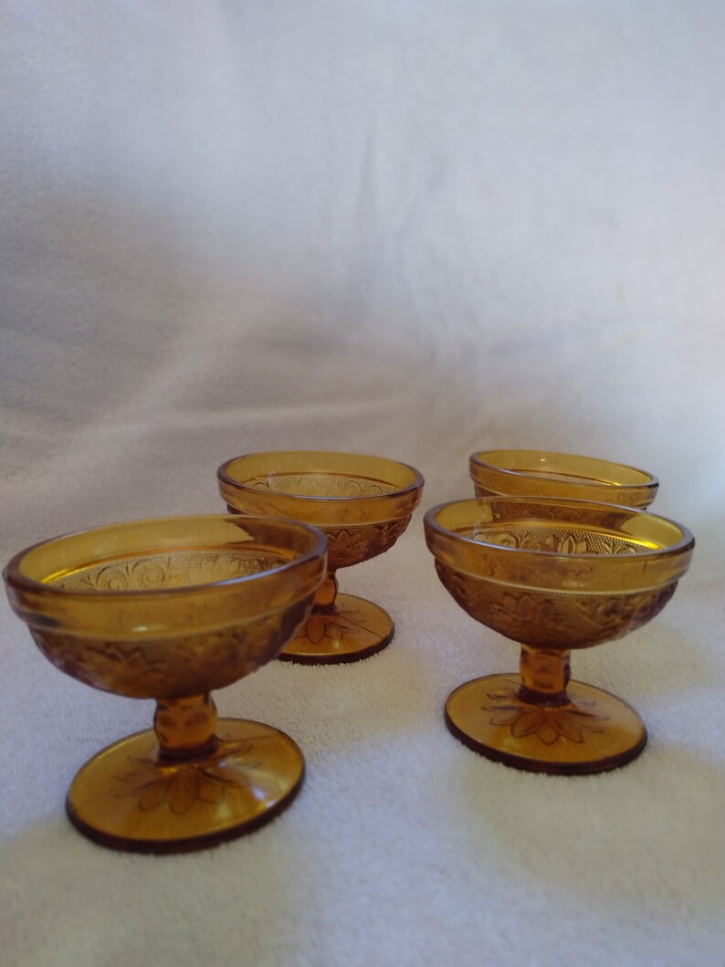 Vintage Amber Colored Tiara Pattern Sherbet Bowls Set of 4 - Etsy
