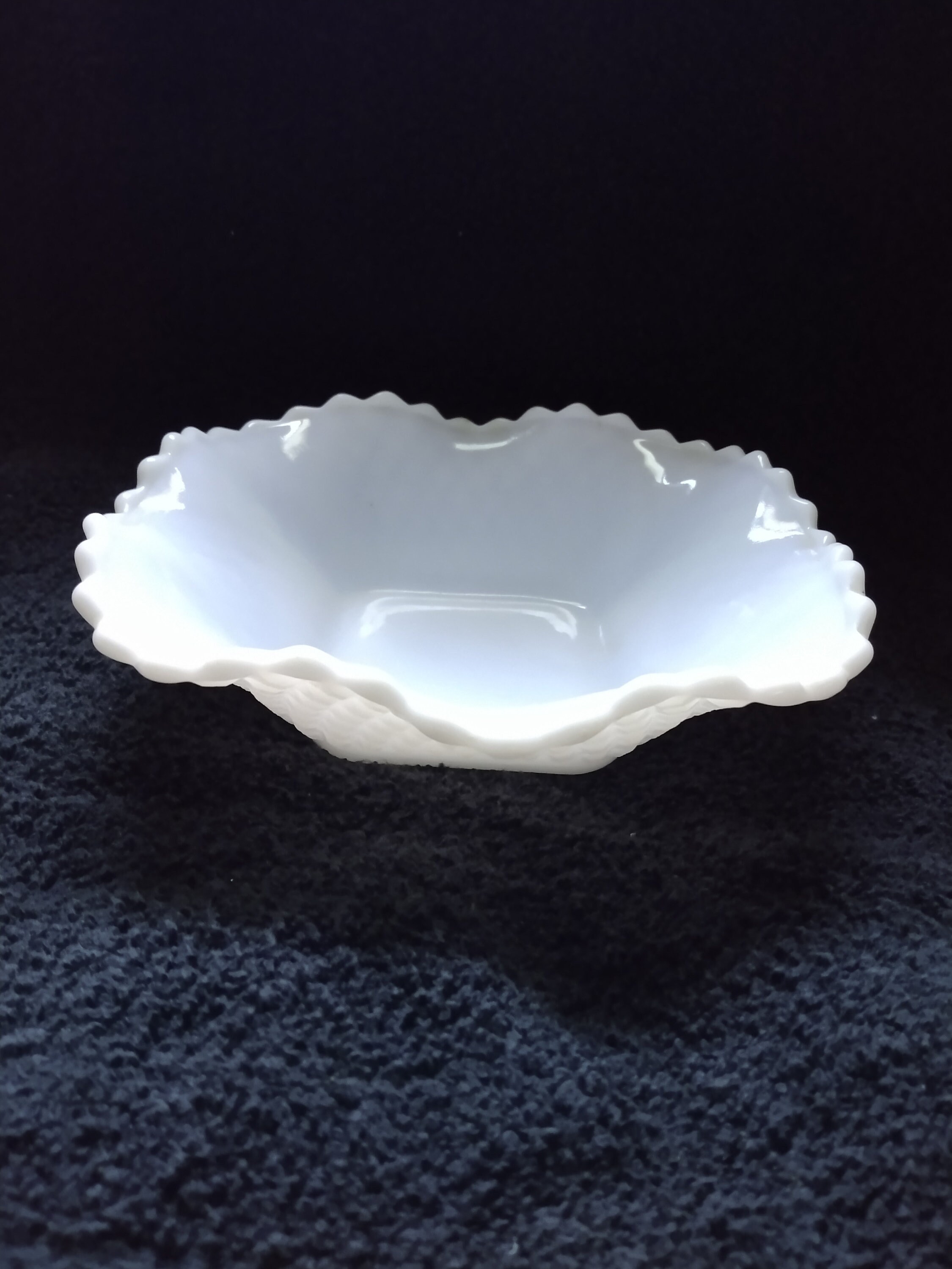 Vintage Milk Glass Diamond Pattern Wavy Top Square Dish - Etsy