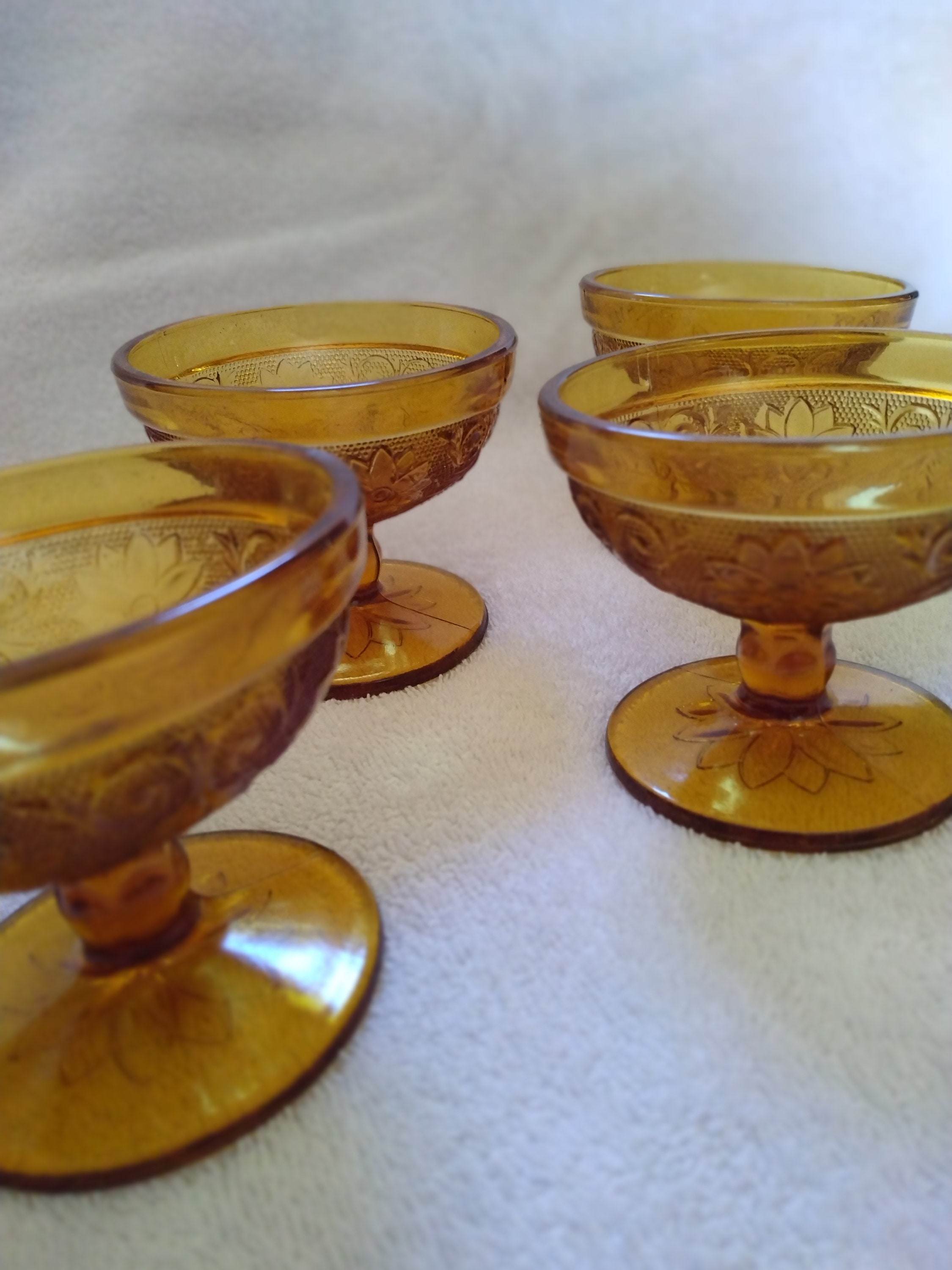 Vintage Amber Colored Tiara Pattern Sherbet Bowls Set of 4 - Etsy