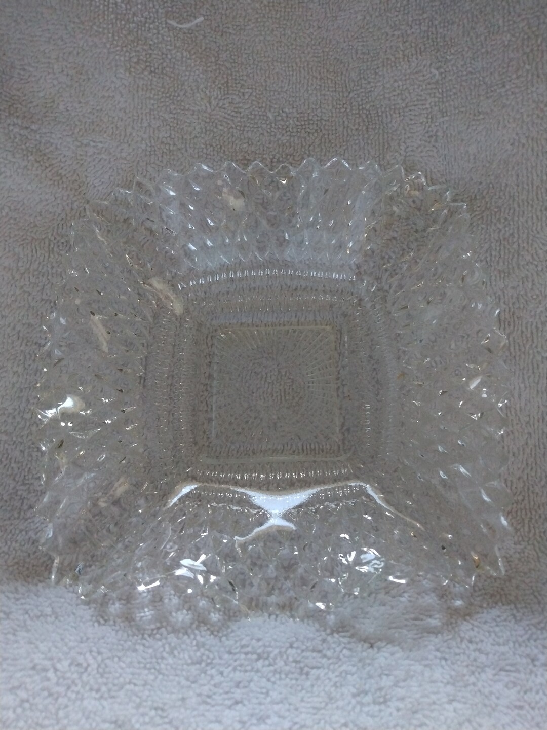 Vintage Diamond Point Crystal Glass Wavy Sawtooth Candy Dish - Etsy