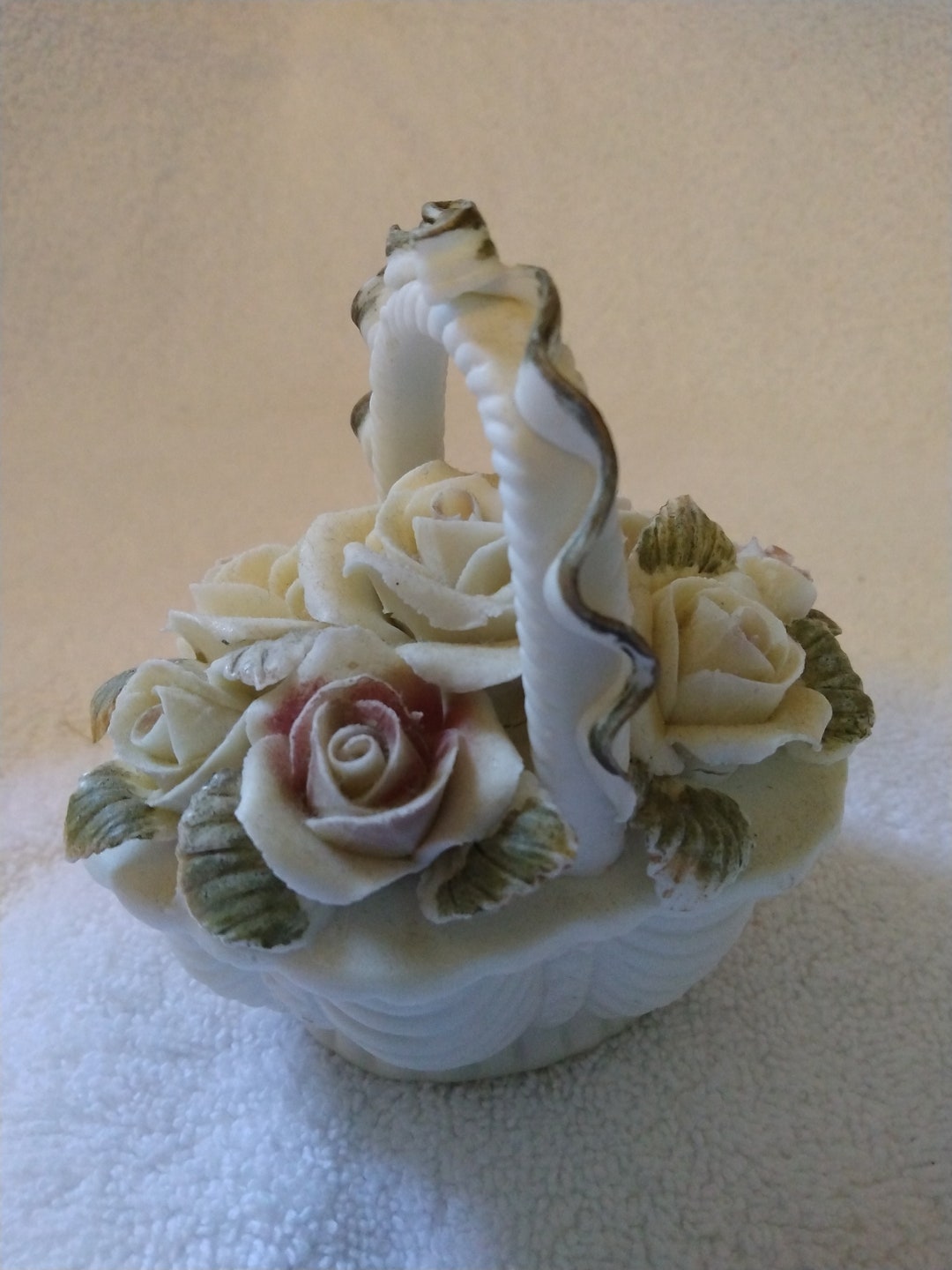 Vintage Miniature Basket of Roses Trinket Box - Etsy