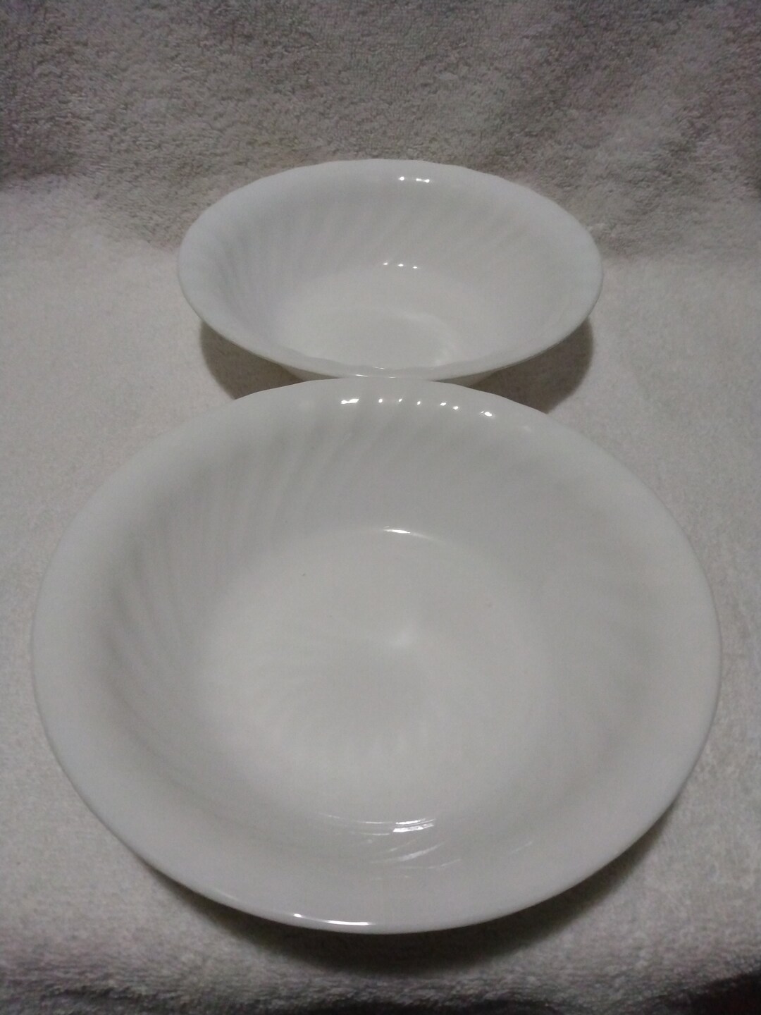 Vintage Corelle Enhancement All-white Swirl Pattern Soup/cereal Bowls ...
