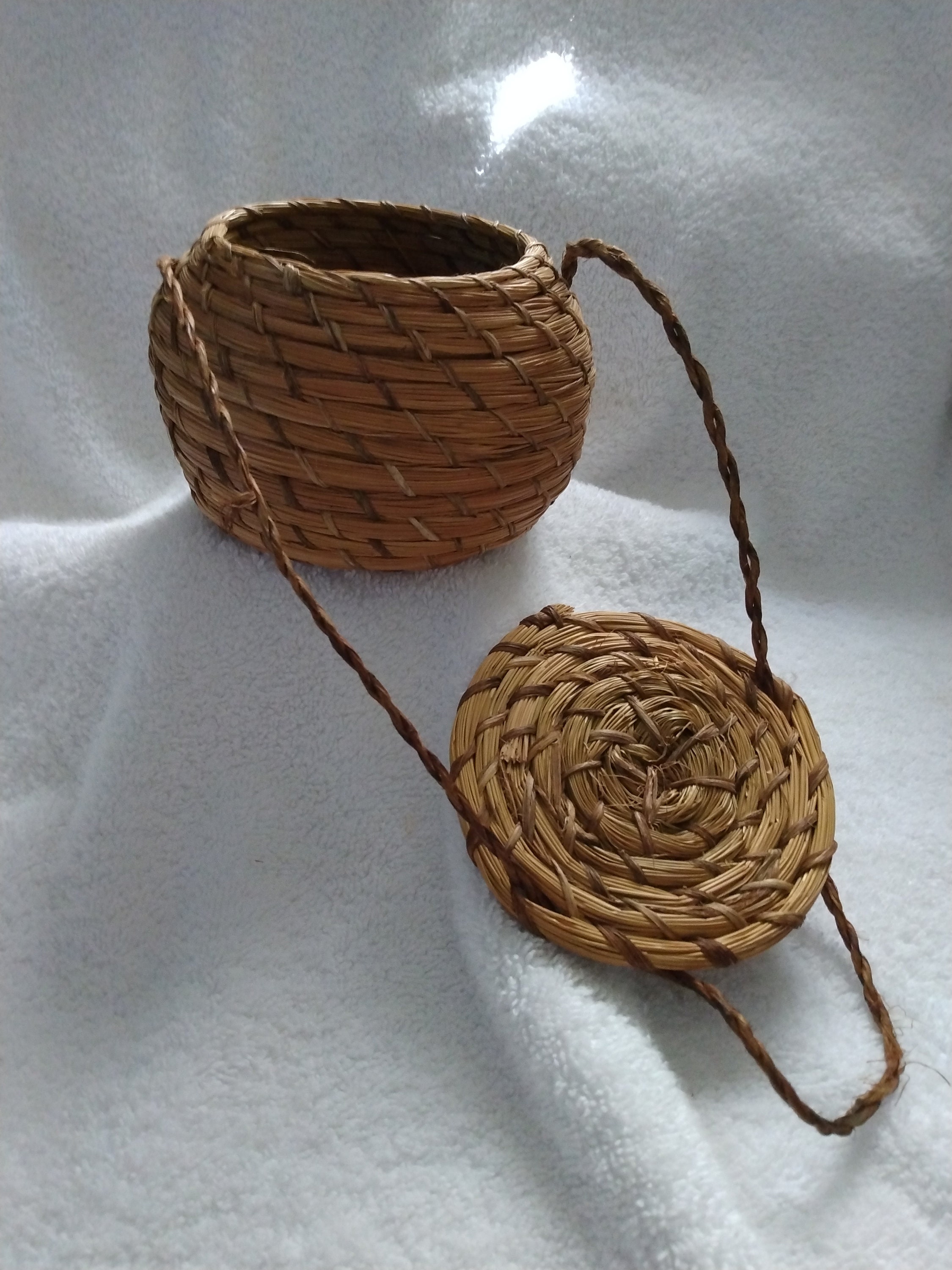 Vintage Papago Bear Grass and Yucca Braided Handle, Lid Slides up and Down. - Etsy