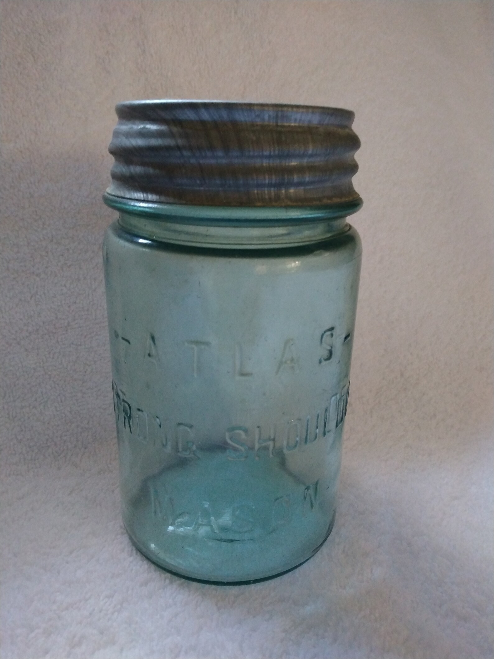 Vintage Atlas Strong Shoulder Mason Pint Jar With Ball Zinc Lid With ...