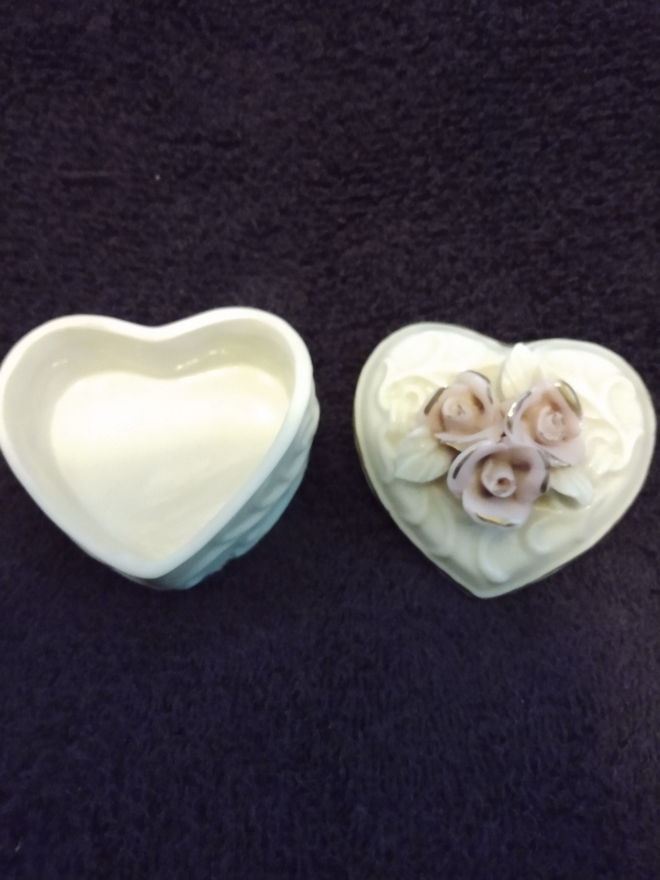 Vintage Porcelain Heart Trinket Box - Etsy