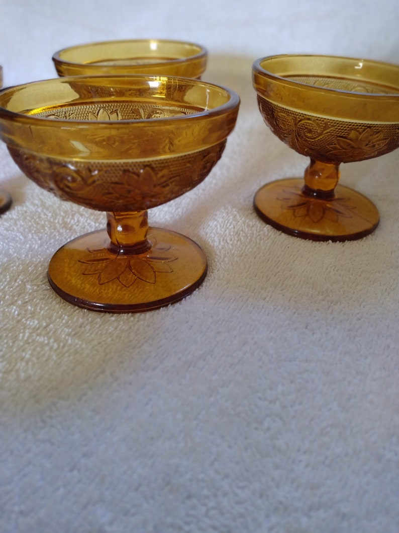 Vintage Amber Colored Tiara Pattern Sherbet Bowls Set of 4 - Etsy