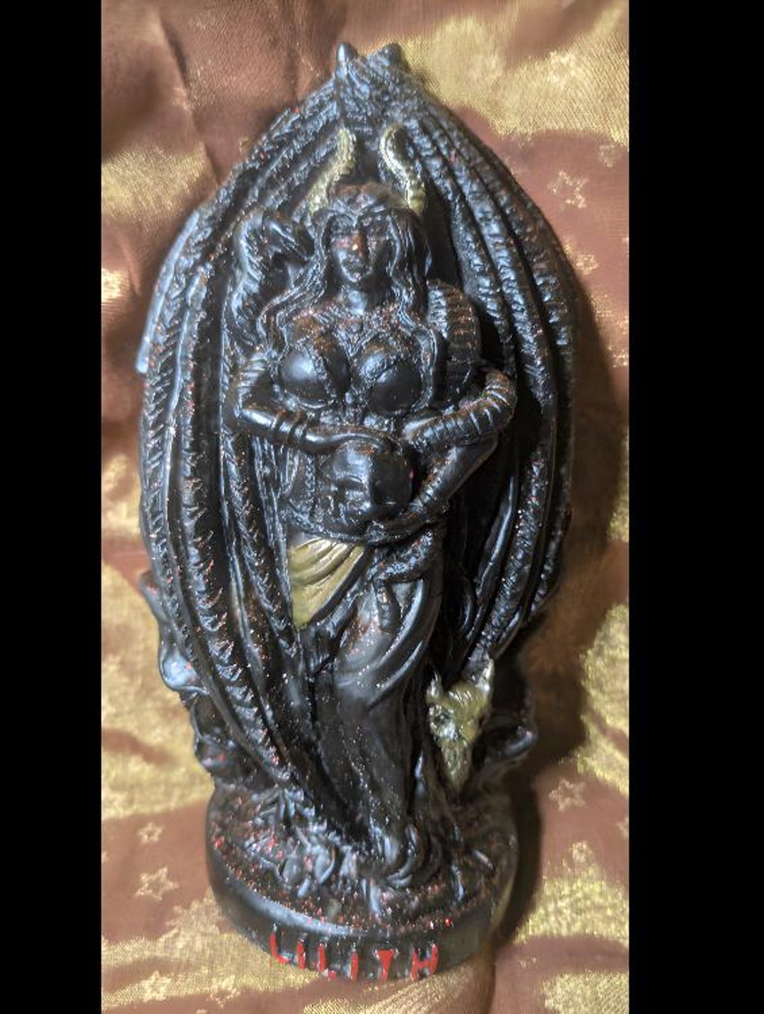 Hand-painted LILITH Altar Statue - Red and Gold - Etsy