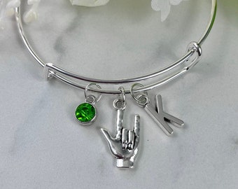 Personalized ASL Bracelet, I Love You Sign Language Bracelet, Sign ...