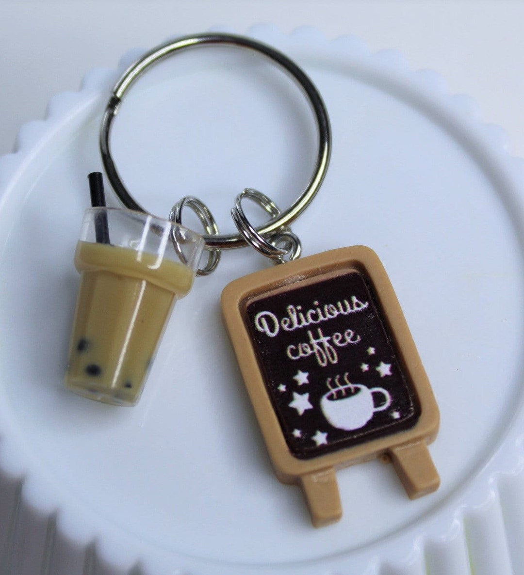 Coffee Keychain With Iced Latte and Coffee Sign, Coffee Lover Gift ...
