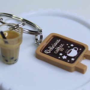 Coffee Keychain With Iced Latte and Coffee Sign, Coffee Lover Gift ...