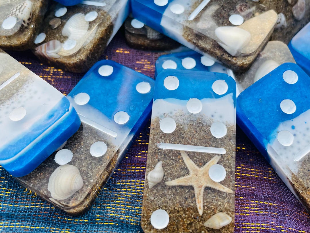 Beach-themed Dominoes Set Ocean-inspired Handmade Dominoes for Coastal ...