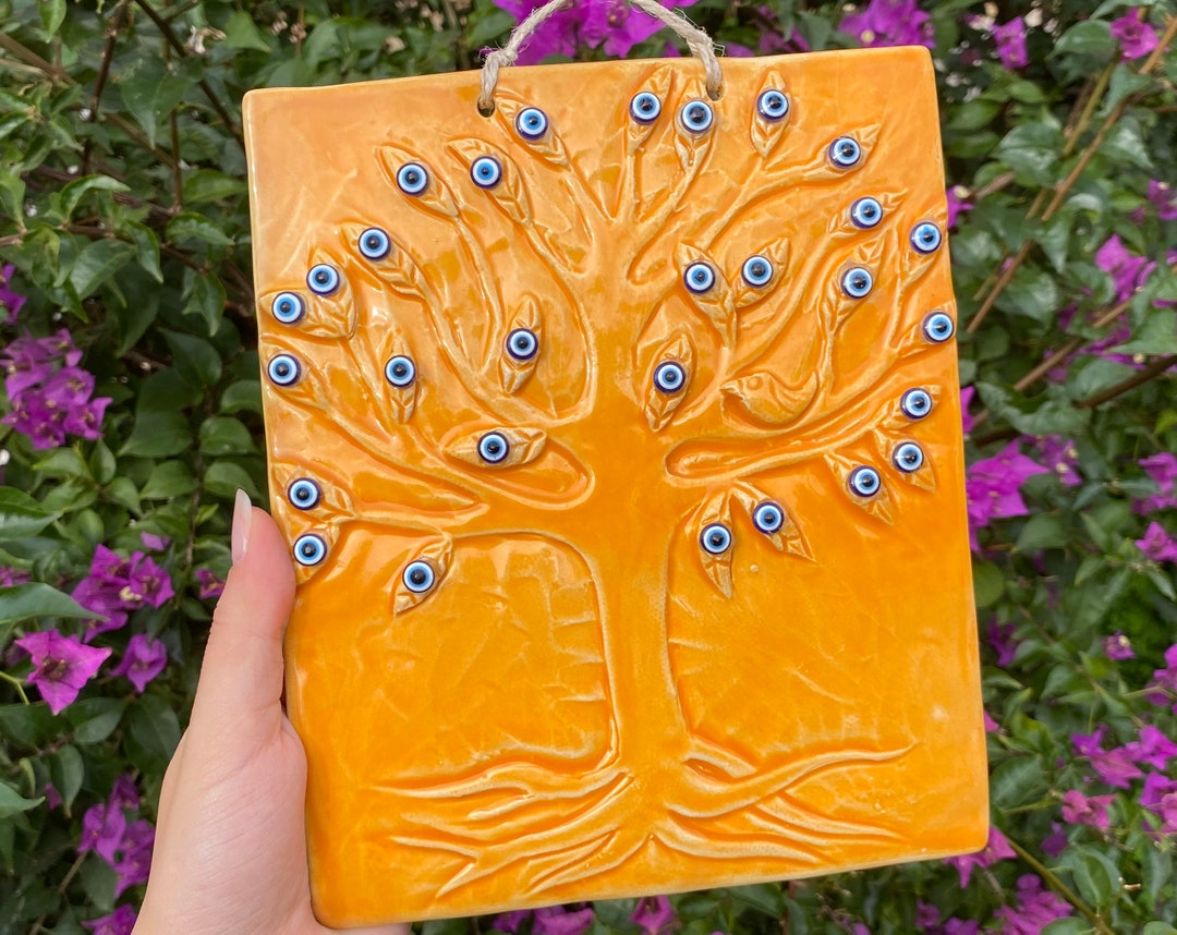 Rectangular Tree of Life Ceramic Decor - Handmade Pottery Wall Plaque ...