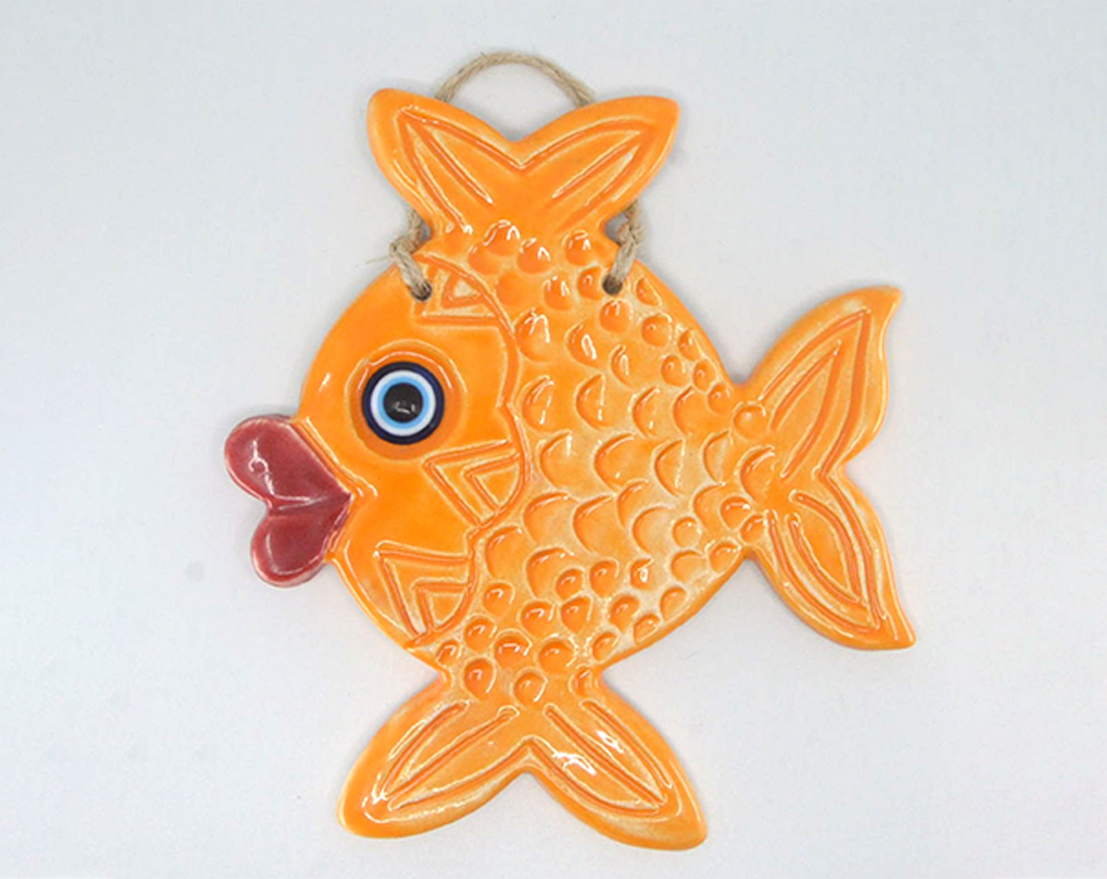 Orange Clownfish Figurine Ceramic Wall Hanging Ornament - Balcony and ...