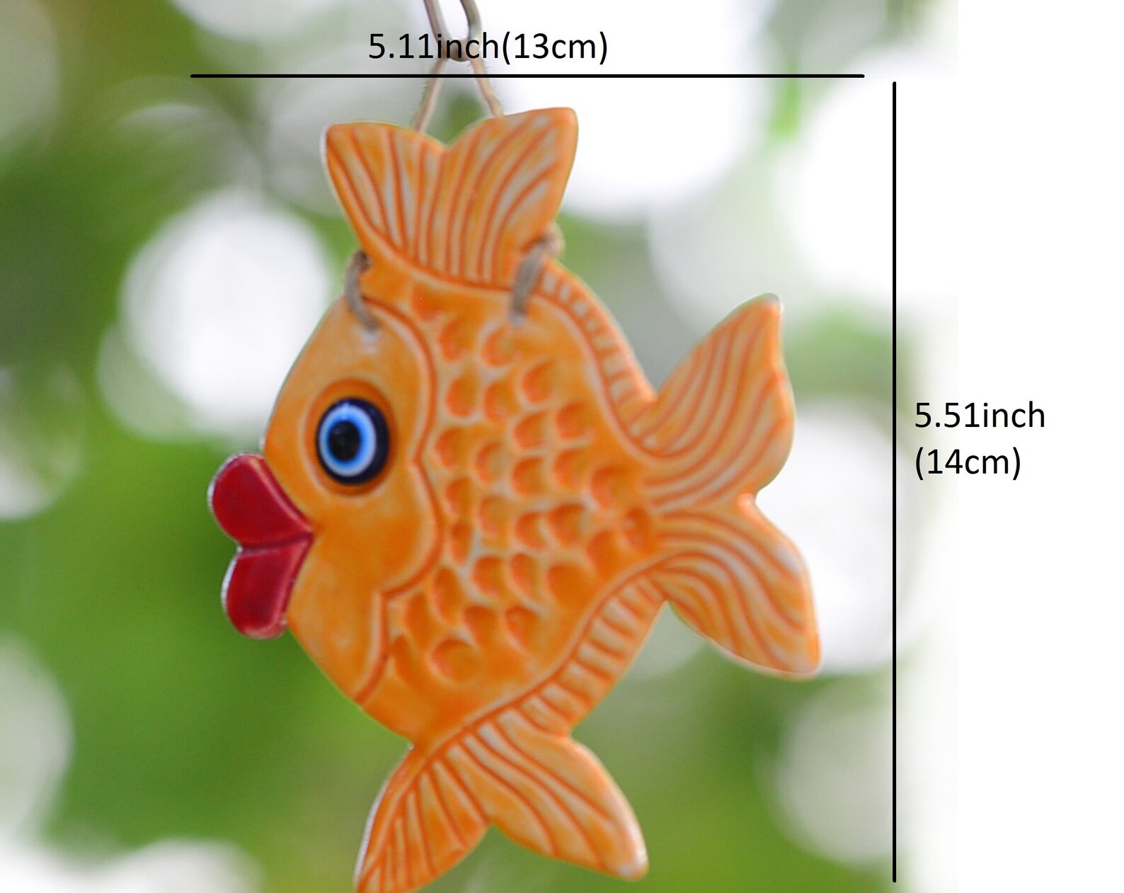 Orange Clownfish Figurine Ceramic Wall Hanging Ornament - Balcony and ...