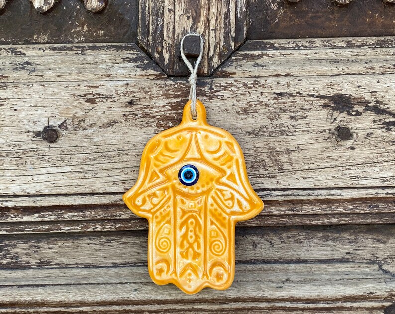 Light Blue Hamsa Hand Sculpture Fatima Hand Talisman Wall - Etsy