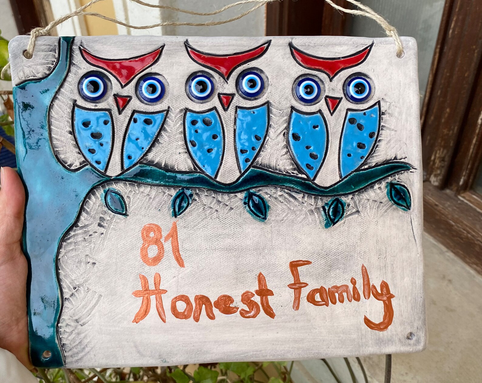 Handmade Ceramic Owl Door Sign – Customized House Number Sign - Etsy