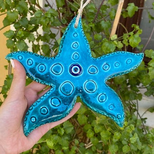 Large Starfish Pottery Garden Wall Art - Handmade Turkish Ceramic Sea ...
