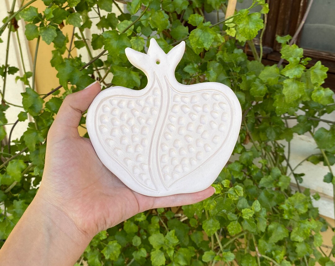 Paintable Bisque Ceramic Pomegranate – Large Fruit Decor for DIY ...