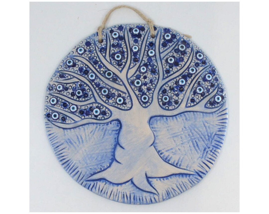 White Tree of Life Clay Decor With Family Name Sign - Custom Last Name ...