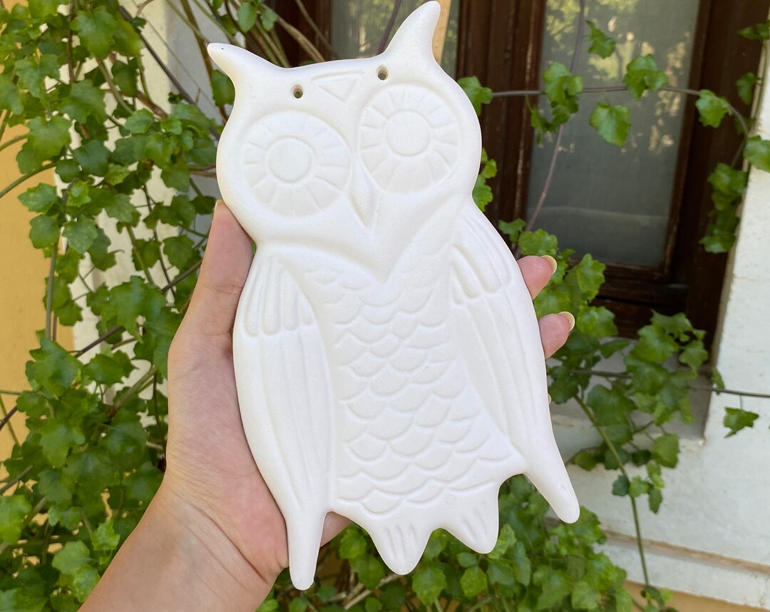 Unpainted Ceramic Owl Sculpture - Unfinished Pottery Bird Statuette ...