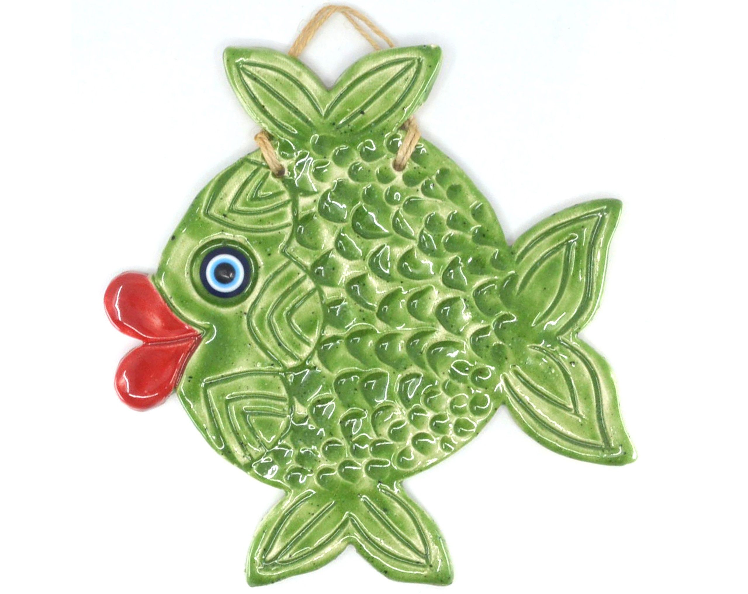 Handmade Green Ceramic Fish Wall Decor: Outdoor Garden Art - Etsy