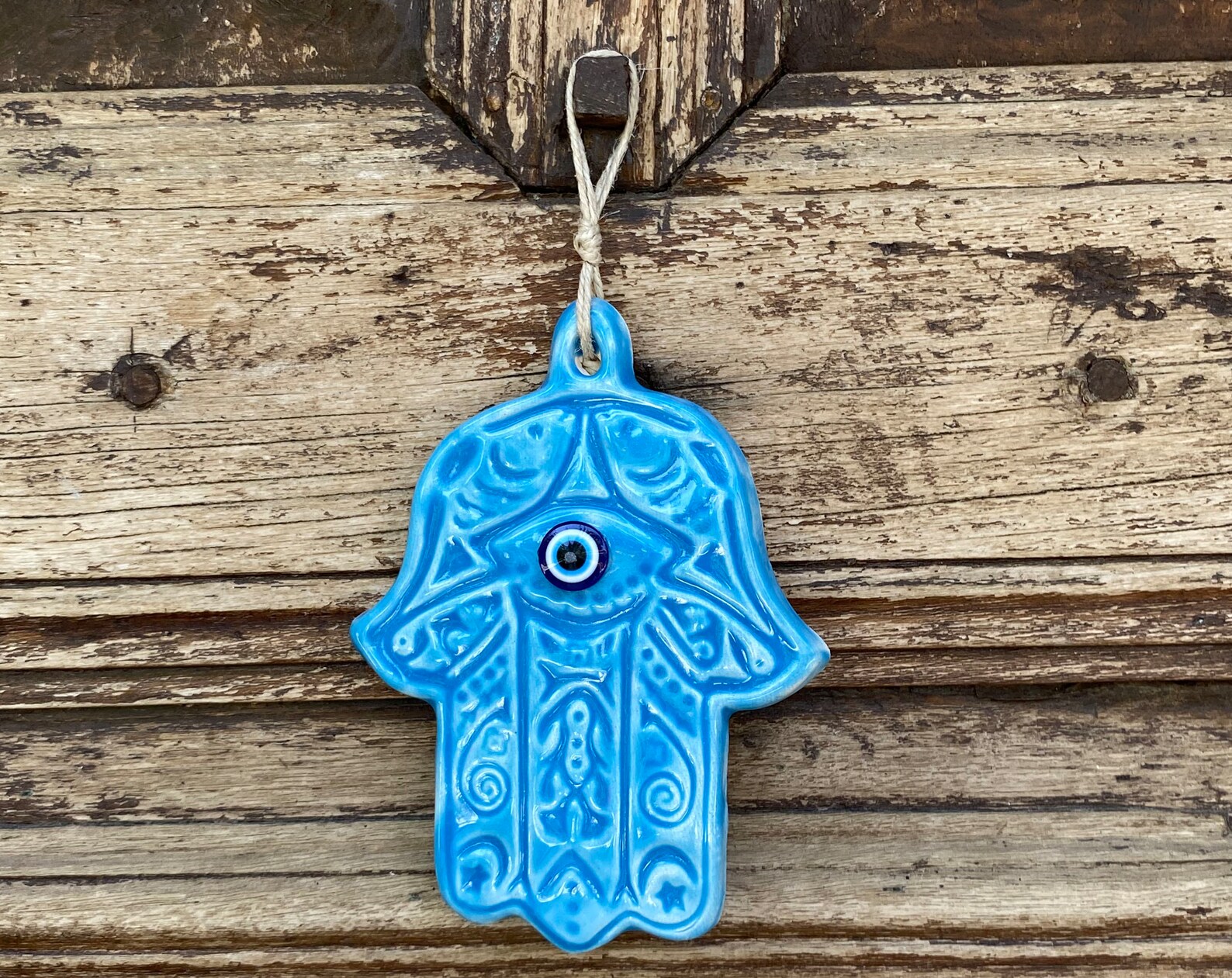 Light Blue Hamsa Hand Sculpture Fatima Hand Talisman Wall - Etsy