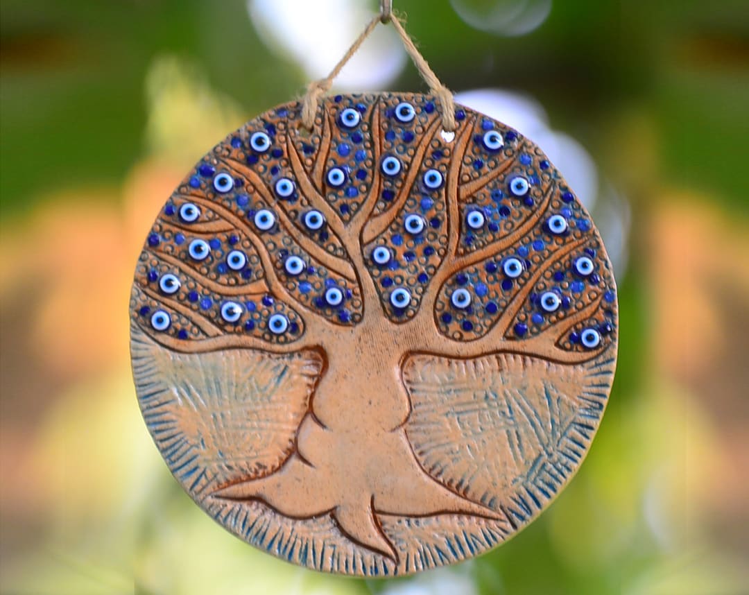 Handmade Ceramic Tree of Life Wall Decor Turkish Round Ornament Gift - Etsy