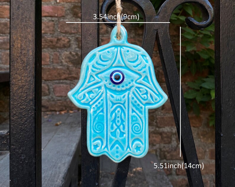 Light Blue Hamsa Hand Sculpture Fatima Hand Talisman Wall - Etsy