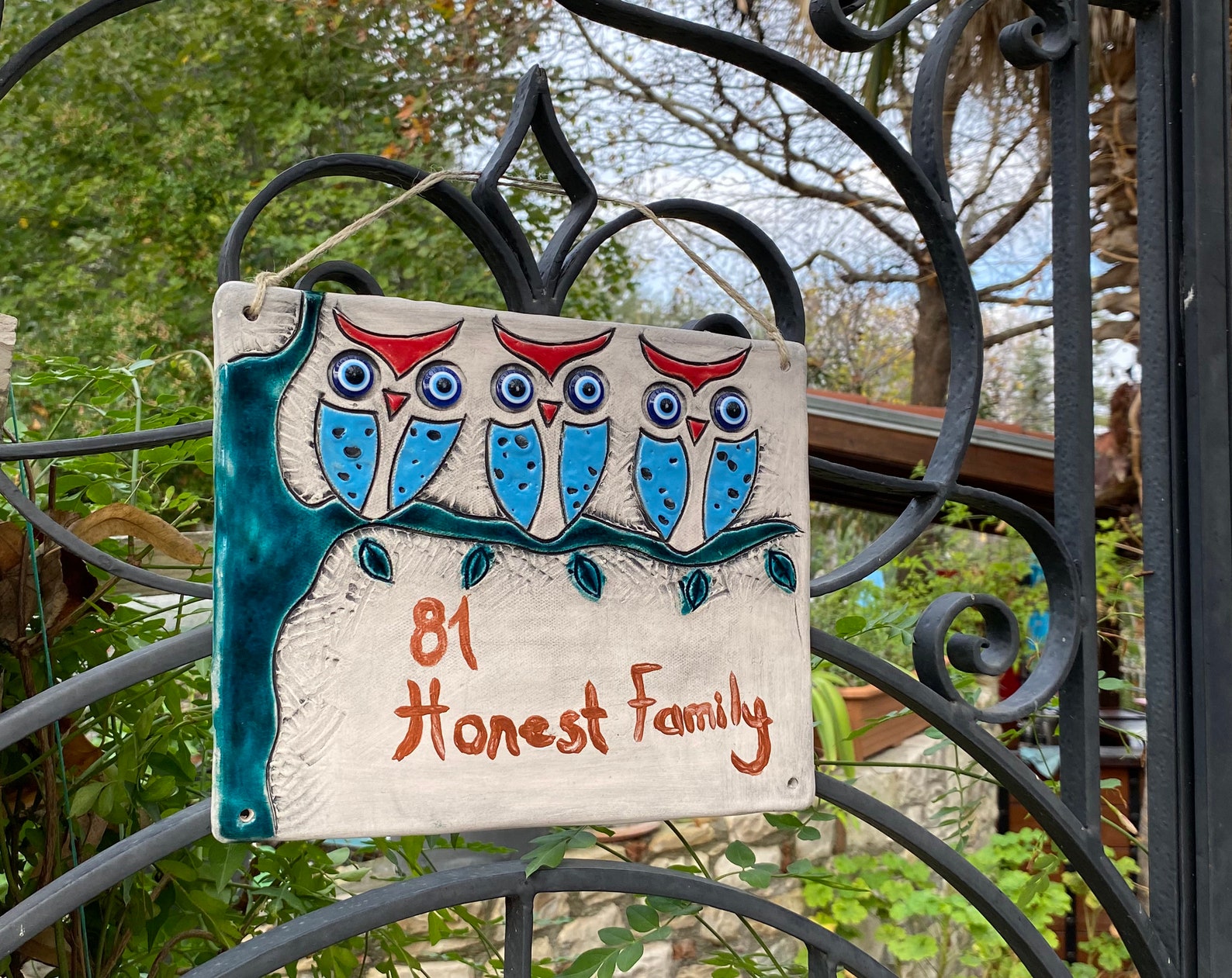 Handmade Ceramic Owl Door Sign – Customized House Number Sign - Etsy