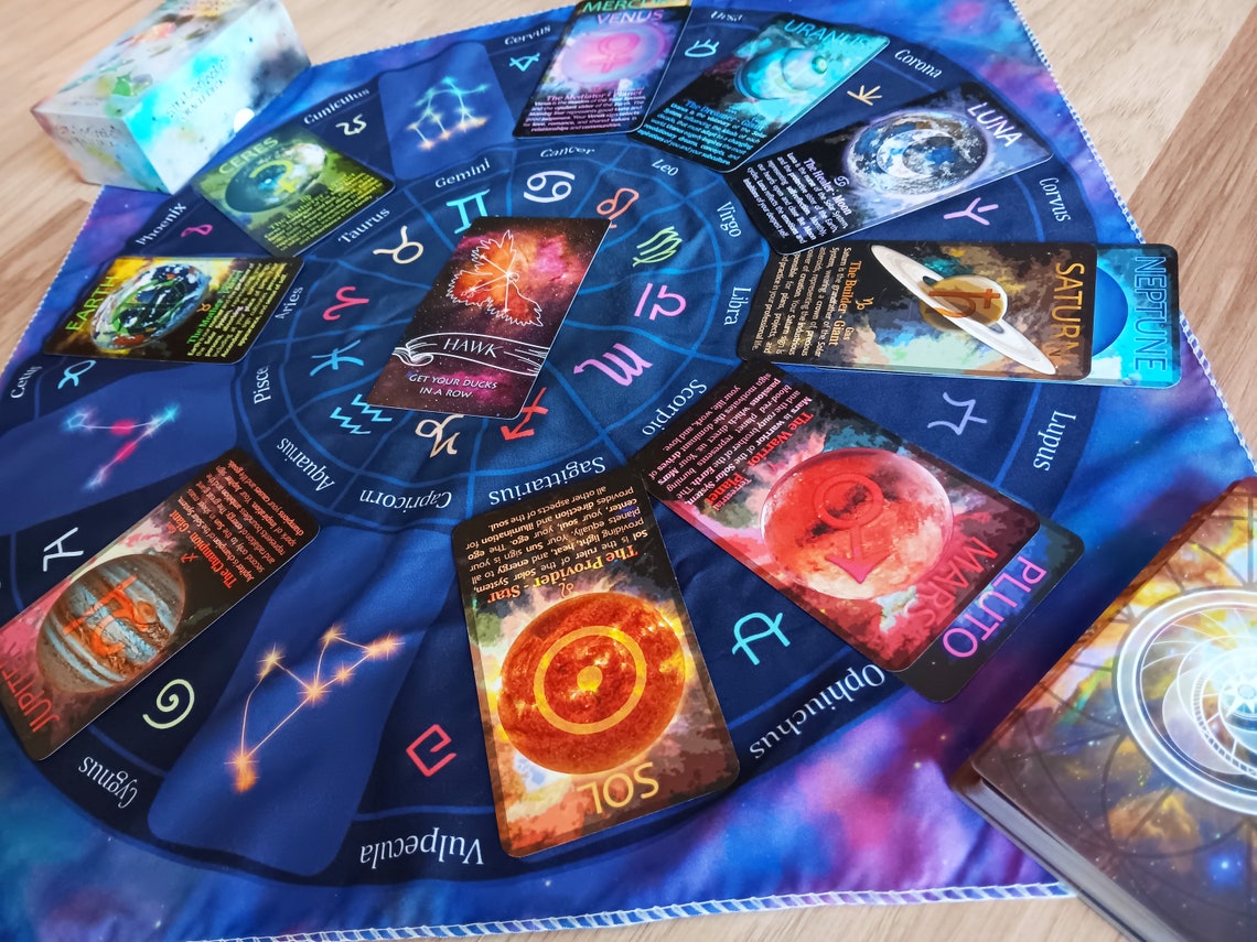 Birth Chart Tarot Spread Cloth With Cusps | Square 20" Tapestry ...