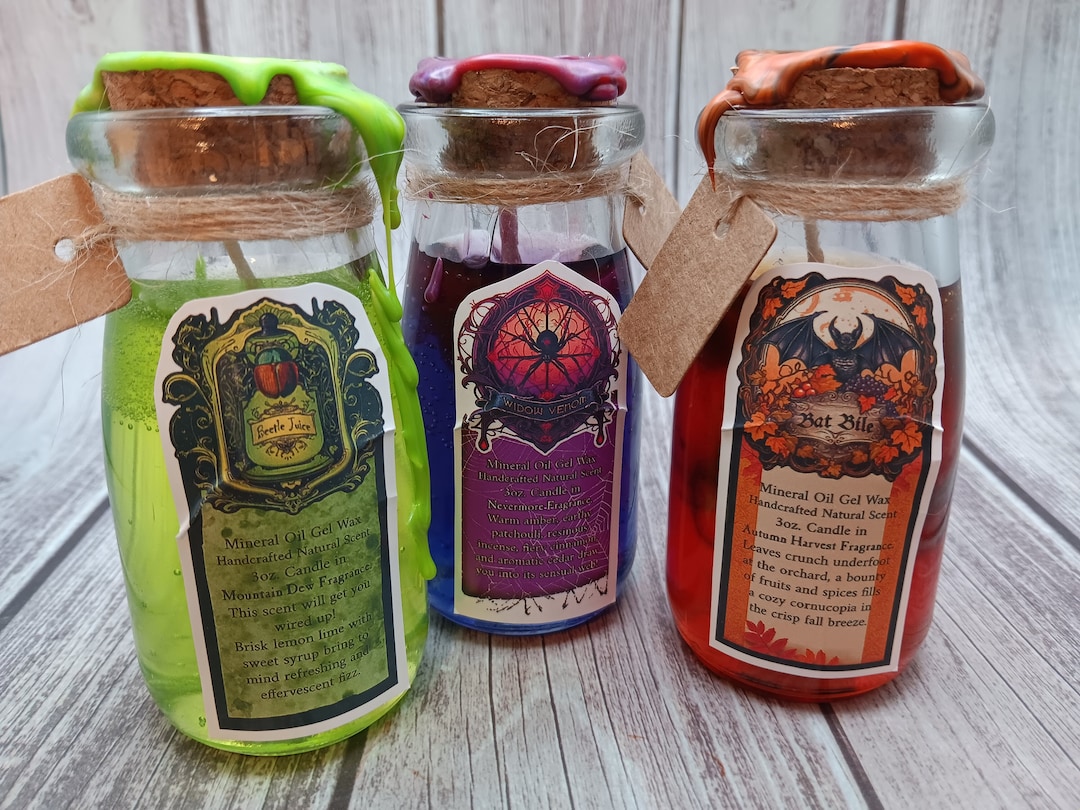 Magic Potion Candles | Fantasy Ingredient Wax Seal Decorated Bottles ...