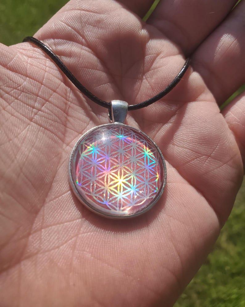 Holo Life Mandala Necklaces | Holographic Metal Cabochon Pendants - Etsy