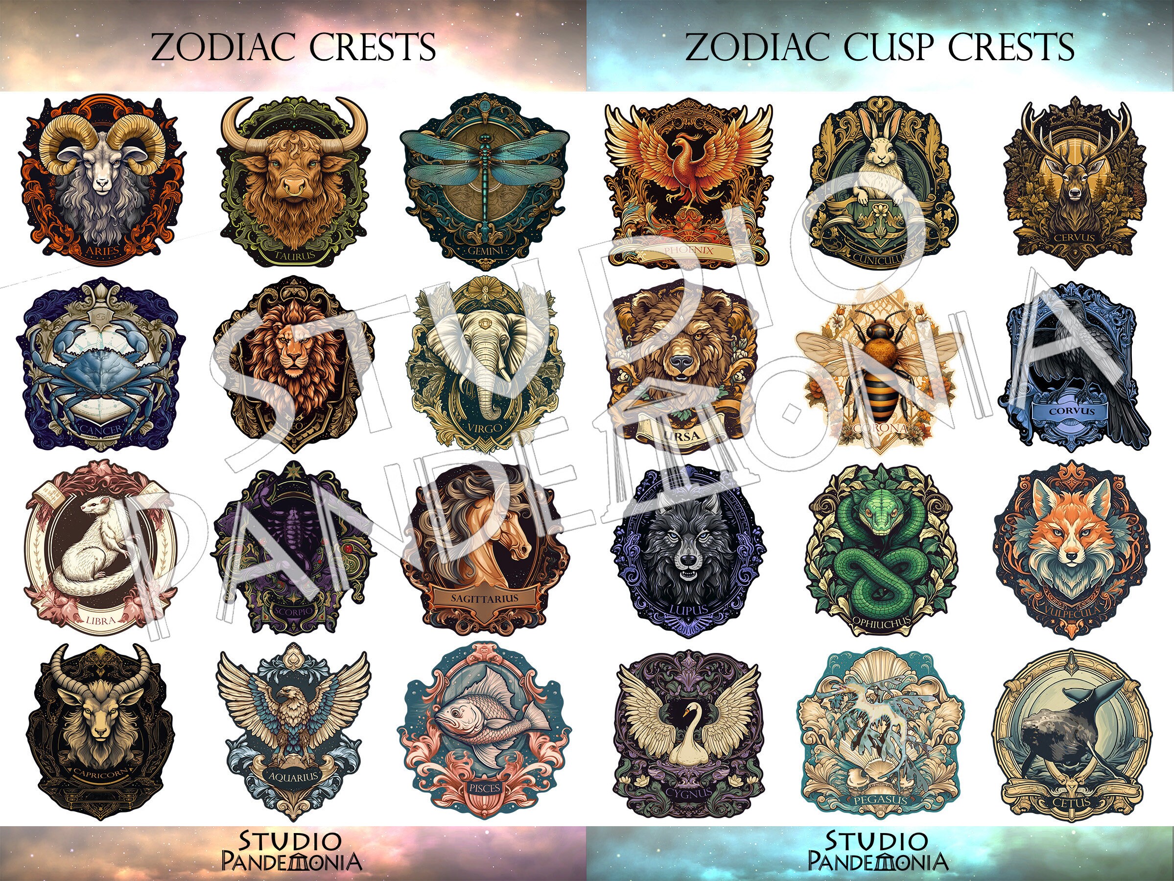 Zodiac Stickers Astrology Stationary | 4x6 Sheet of Star Signs, Core ...