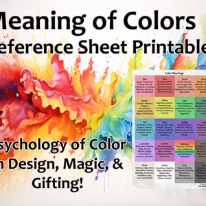 PRINTABLE Color Meanings Chart | Study Reference Sheet Learn Psychology ...
