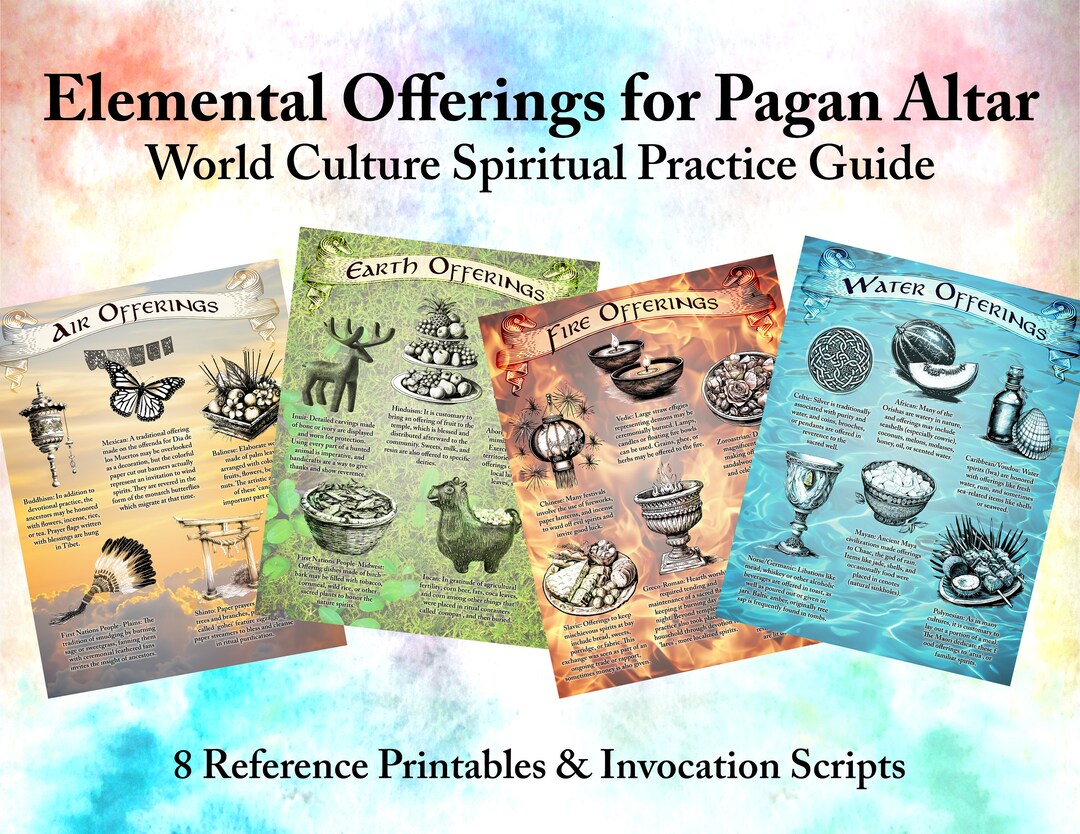 PRINTABLE Elemental Pagan Altar Offering Guide Study Reference Sheet to ...