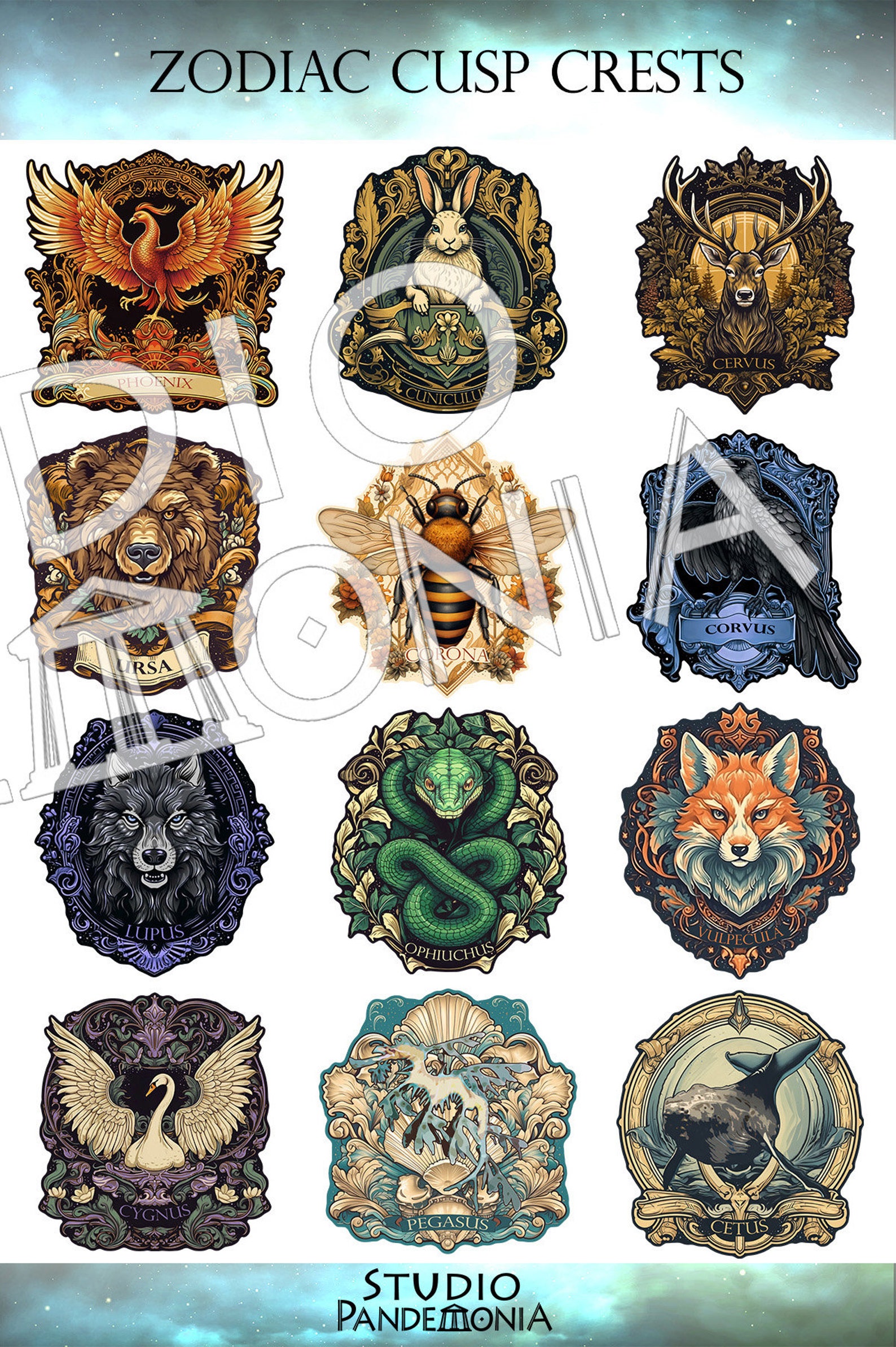 Zodiac Stickers Astrology Stationary | 4x6 Sheet of Star Signs, Core ...