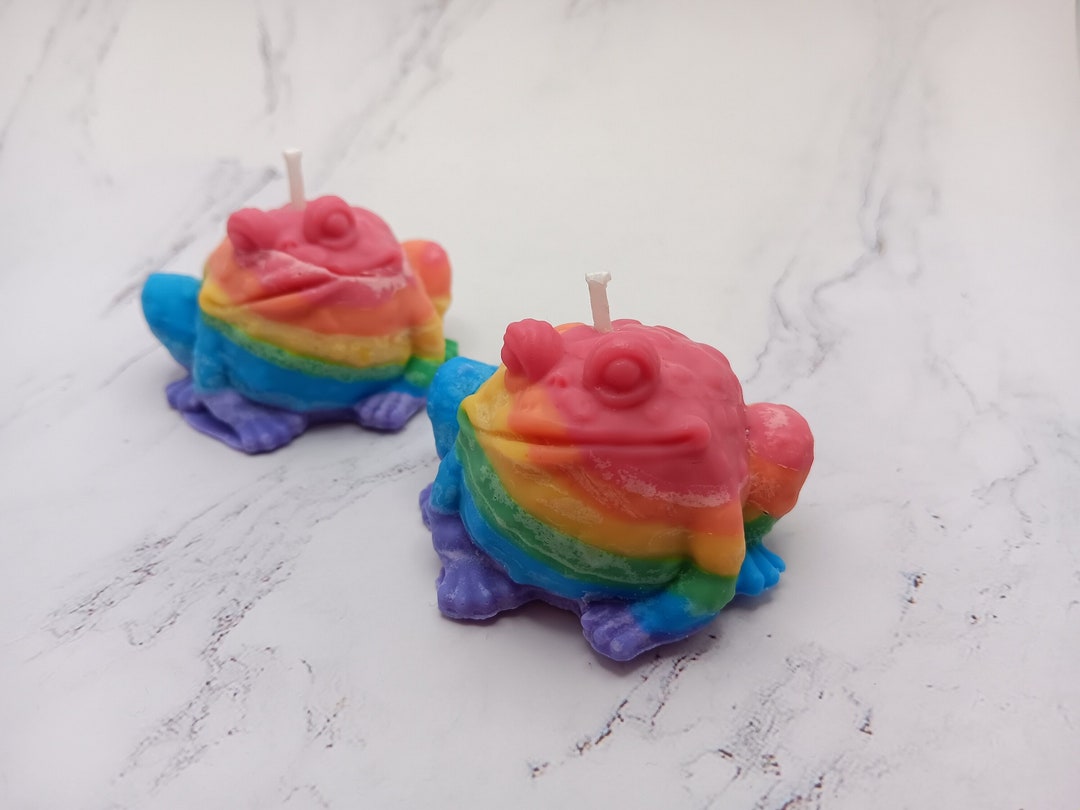 Rainbow Frog Candle Fruity Organic Soy Sweet Tart Scented - Etsy