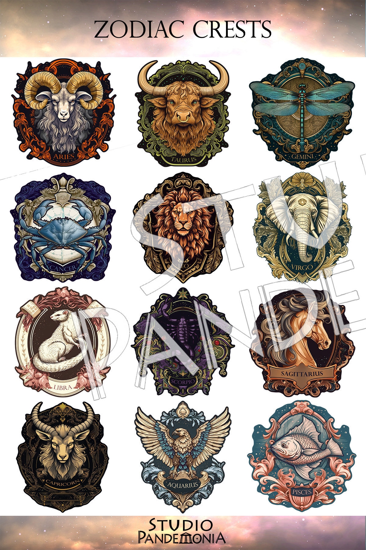 Zodiac Stickers Astrology Stationary | 4x6 Sheet of Star Signs, Core ...