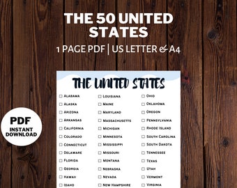 50 States Checklist - Etsy