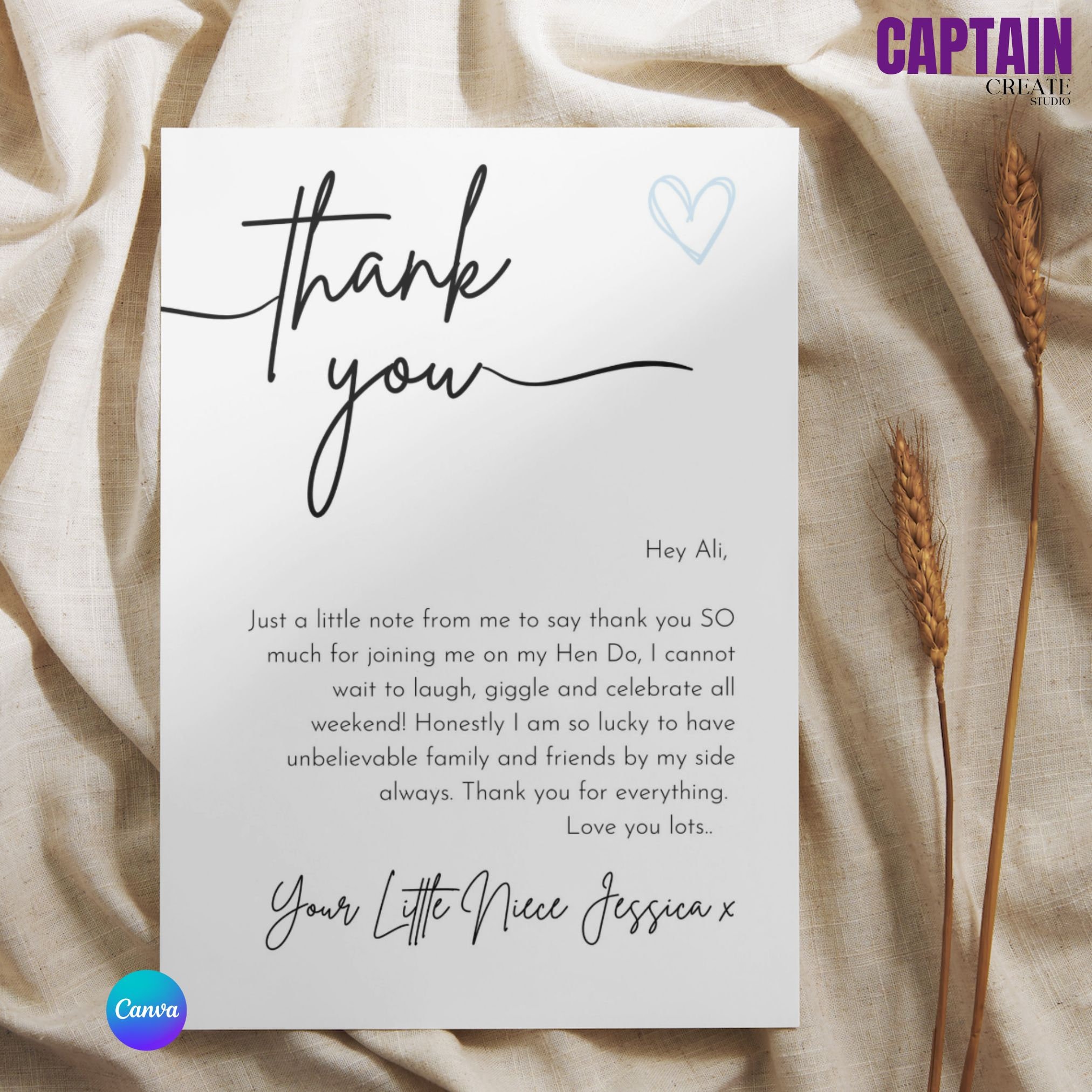 Thank You Note Canva Template - Etsy