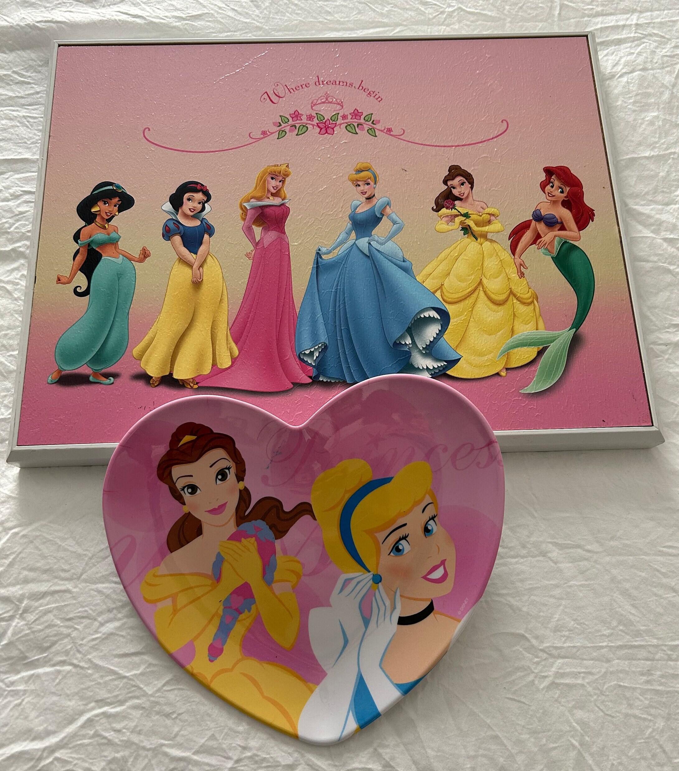 Bundle of Disney Princesses Plastic Framed Canvas Print, Heart Shaped ...