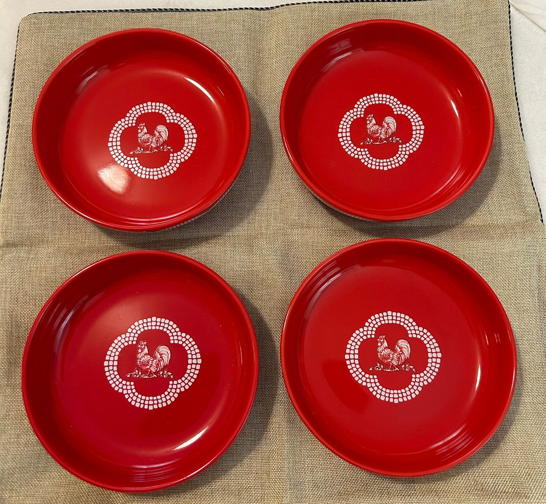 Temptations Set of 4 Ceramic Red Rooster 18-oz Soup/cereal Bowls in the ...