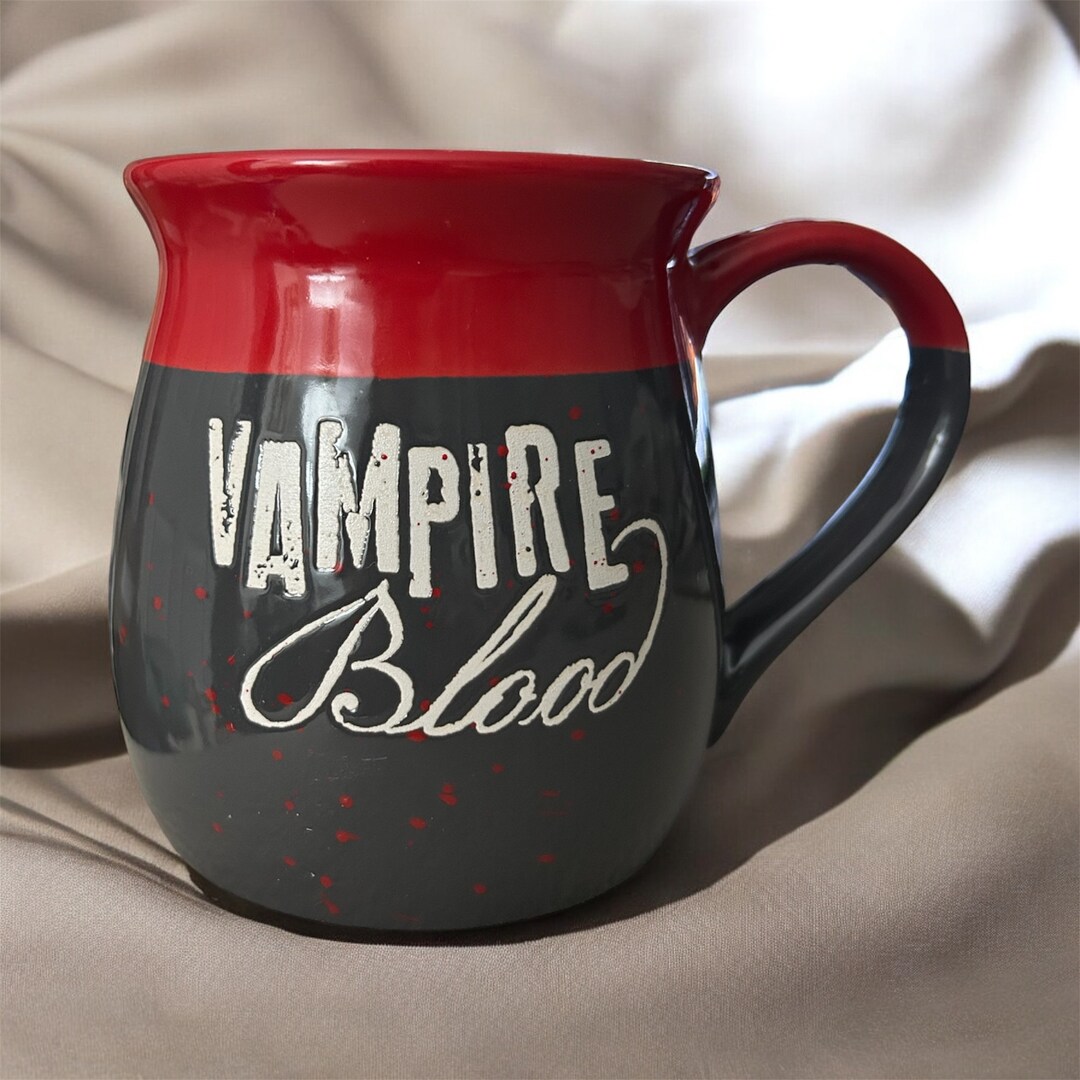 Vampire Halloween Ceramic Mug With Words "vampire Blood" in White on ...